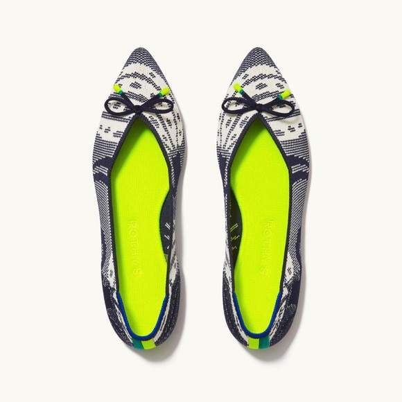 Rothy's | Shoes | 8 Rothys Navy White Botanical Bow Tie Pointed Toe ...